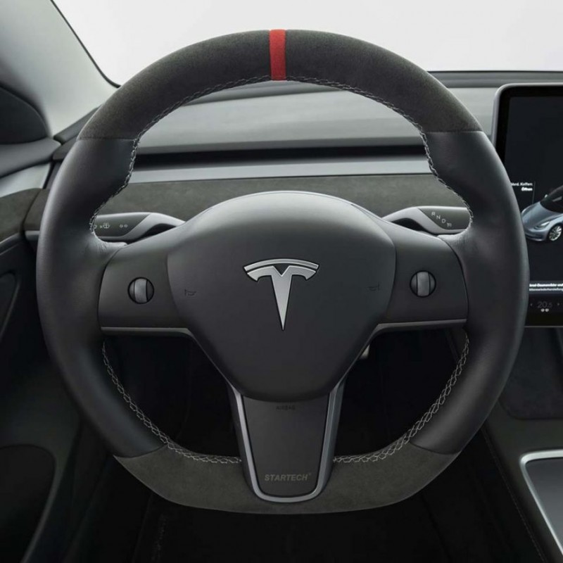 Volant Cuir/Alcantara TESLA Model Y / Model 3 - STARTECH - SupRcars®